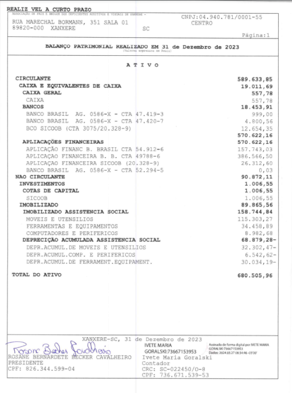 APADAVIX divulga balanço anual de prestação de contas referente ao ano ...